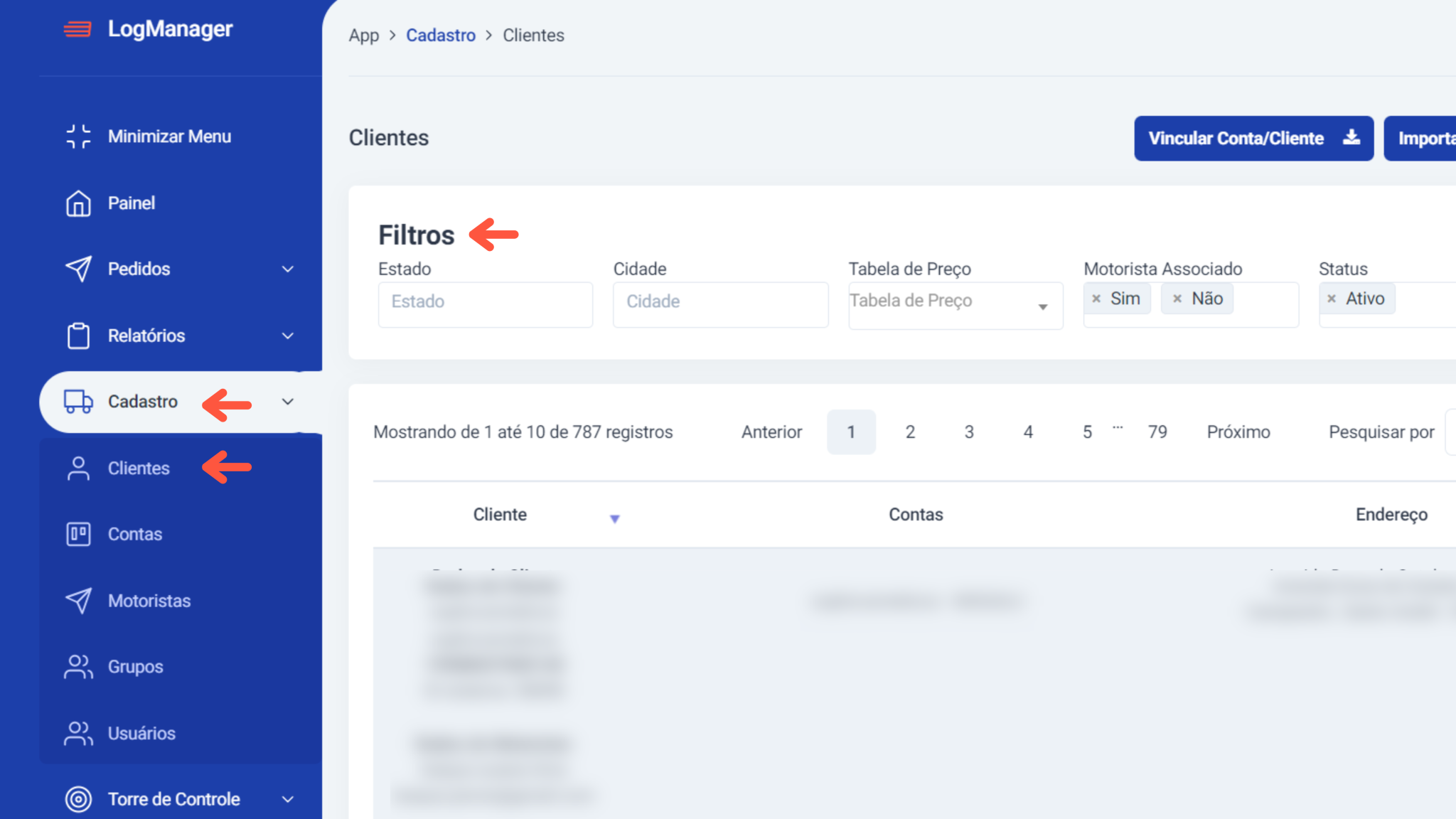 Como Associar os Clientes à Contas – LogManager – Base de Conhecimento